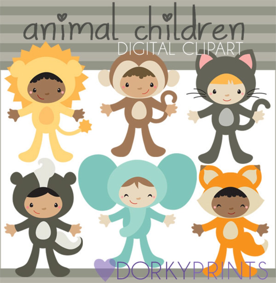 Animal Clipart Kids in Costume -personal and Limited Commercial Use ...
