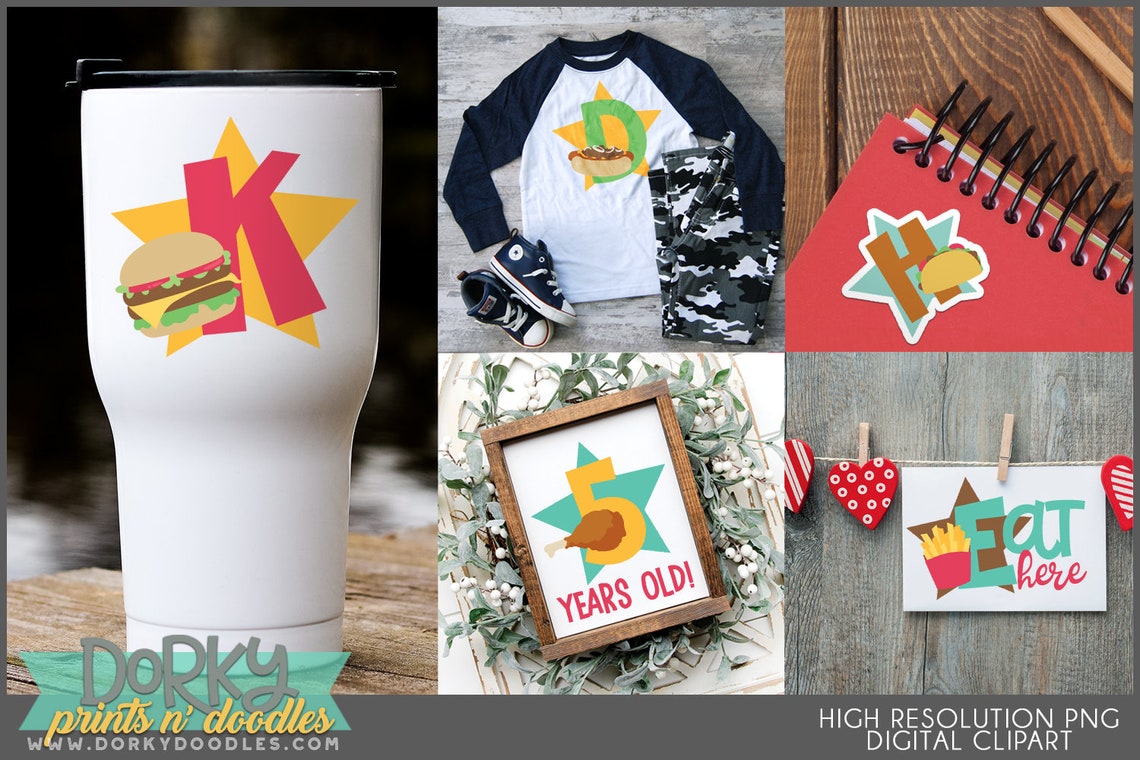 Cute Fast Food Alphabet Clipart -personal and Limited Commercial Use ...