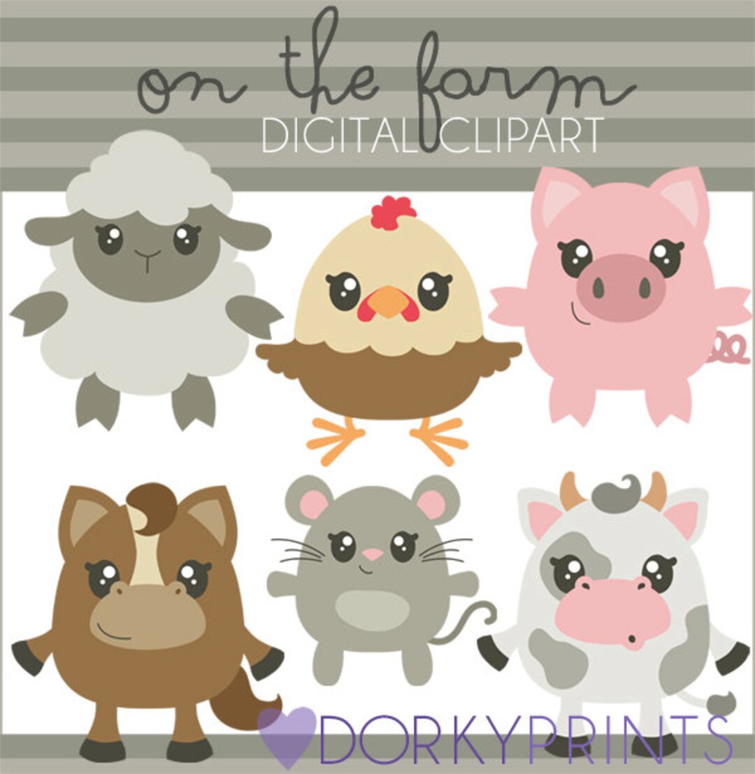 Farm Animals Clipart -personal and Limited Commercial Use- Pig, Cow ...