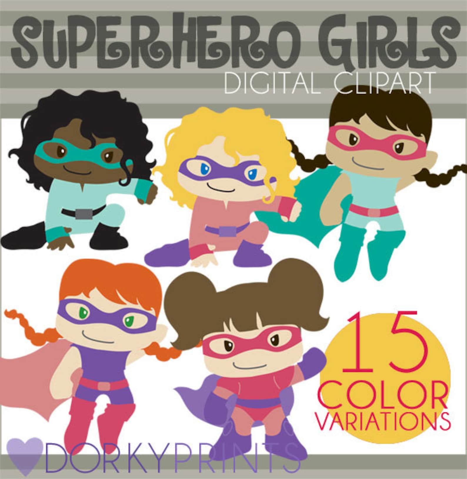 Super Hero Girls Clipart -personal and Limited Commercial- Girl ...
