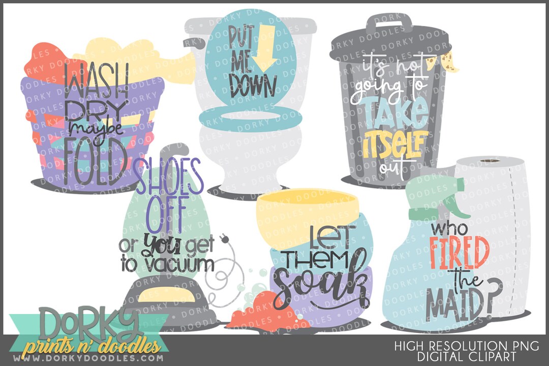 Cute Cleaning Clipart -personal and Limited Commercial Use- Fun Chore ...