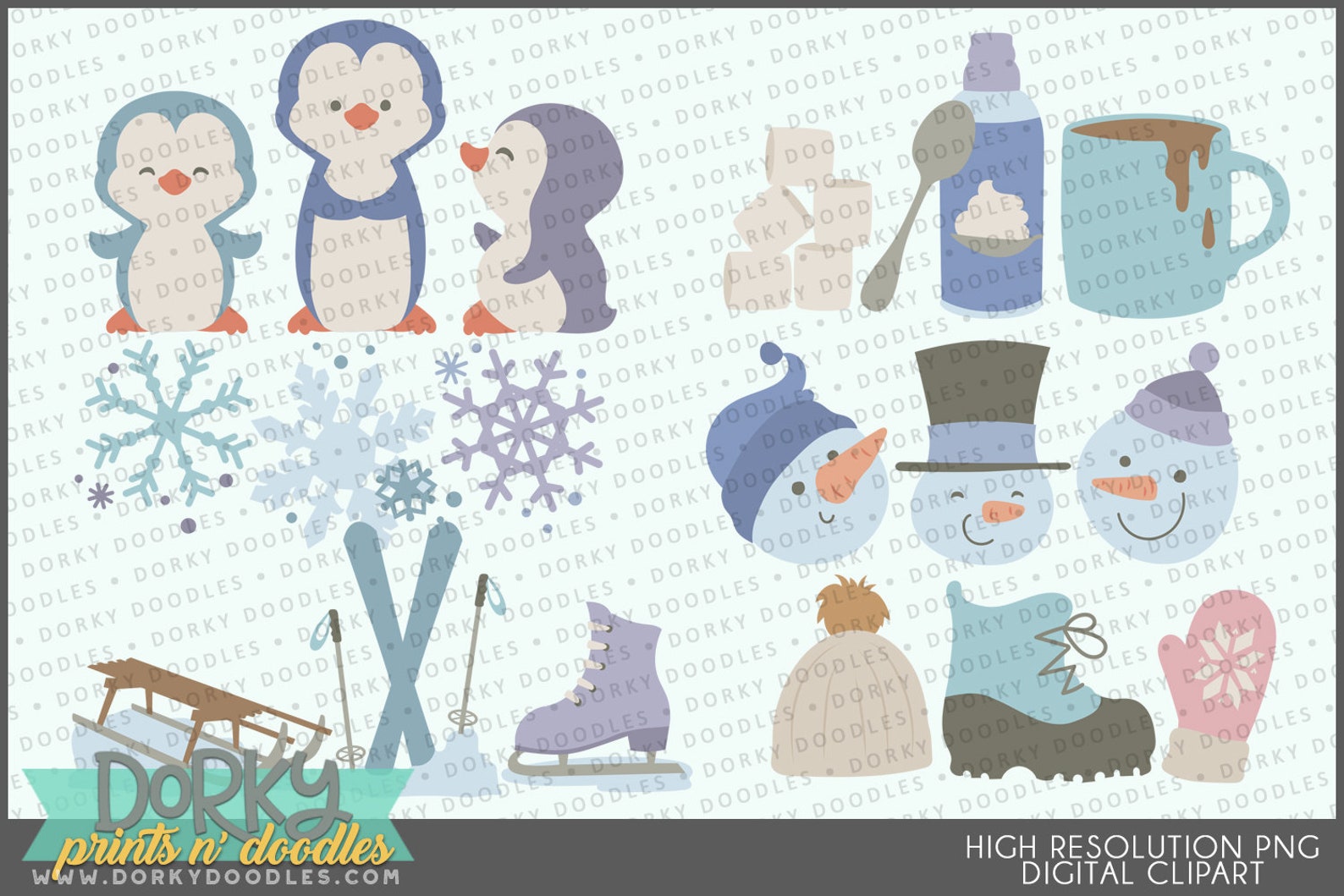 Winter Trios Clipart personal and Limited Commercial Use | Etsy