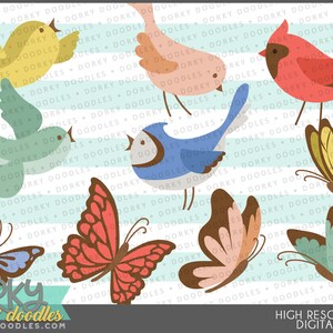 Bird and Butterfly Clipart -personal and Limited Commercial Use- Pretty ...