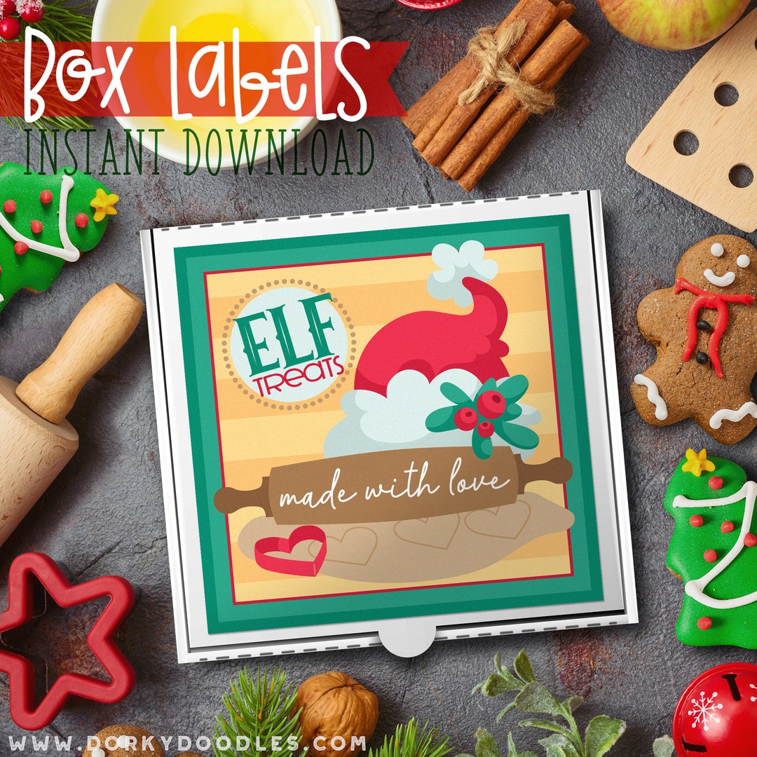 Elf Treats Christmas Labels for Mini Pizza Box and Gifts - Instant ...