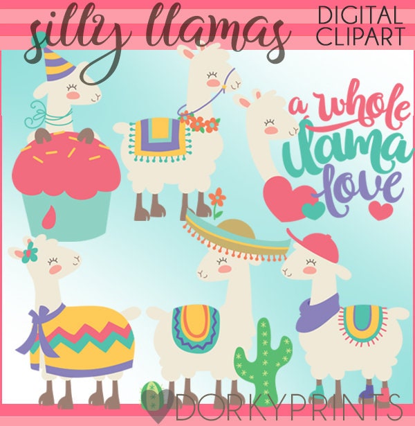 Llama Clipart personal and Limited Commercial Use Llama Clip | Etsy