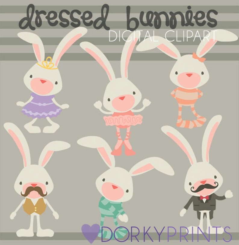 Easter Clipart Dressed Bunnies -personal and Limited Commercial Use ...