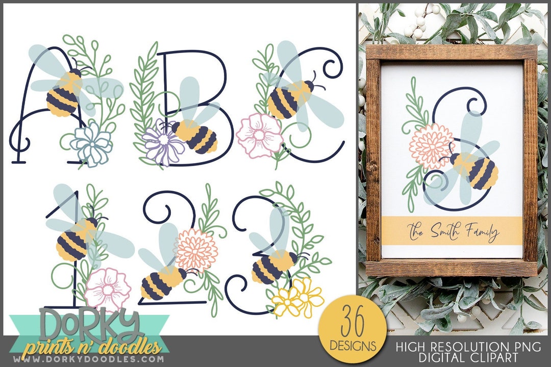 Honey Bee Alphabet Clipart -personal and Limited Commercial Use- Pretty ...