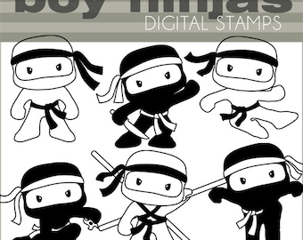 Ninja Clipart personal and Limited Commercial Cute Boy | Etsy