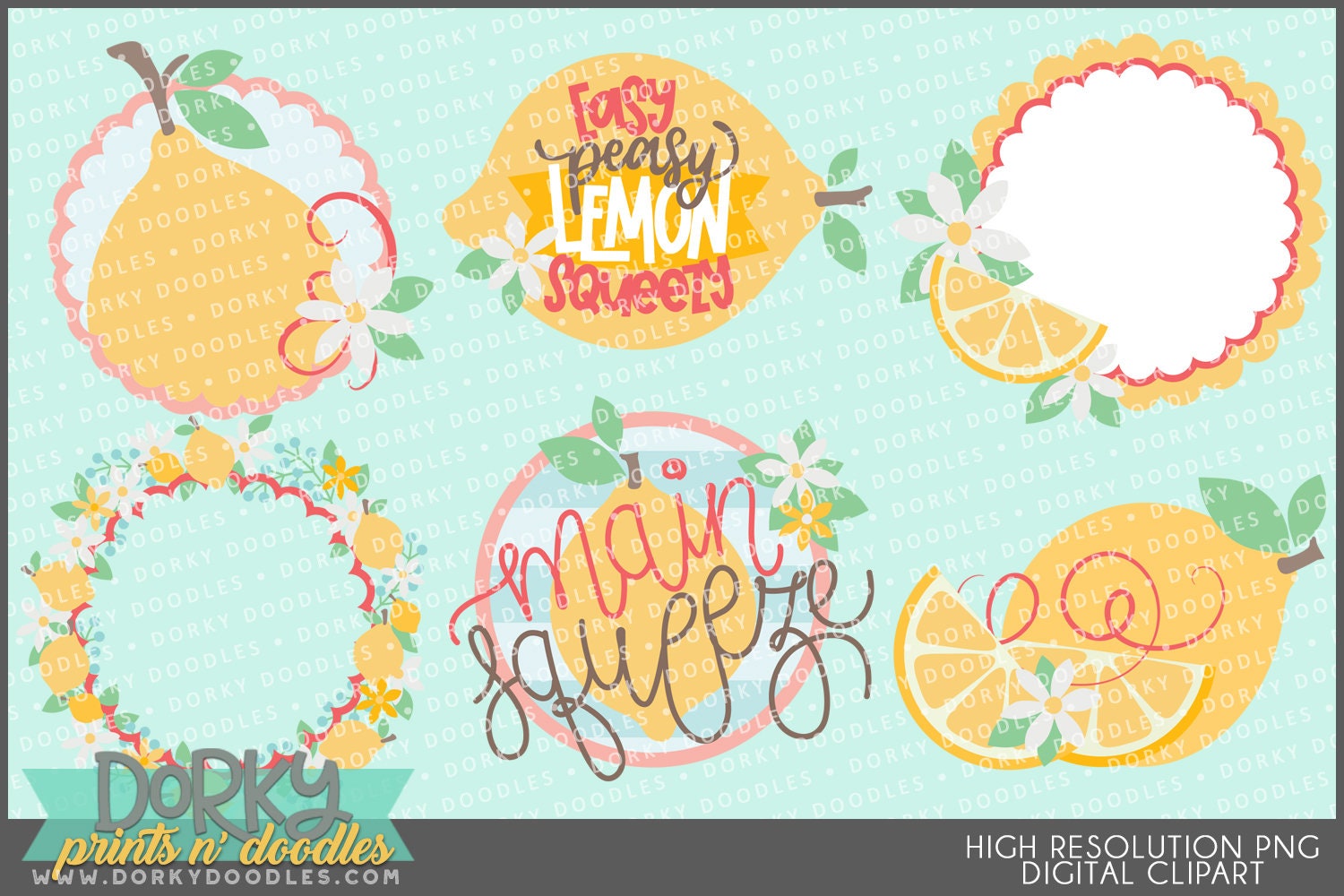 Cute Lemon Clipart -personal and Limited Commercial Use- Instant ...
