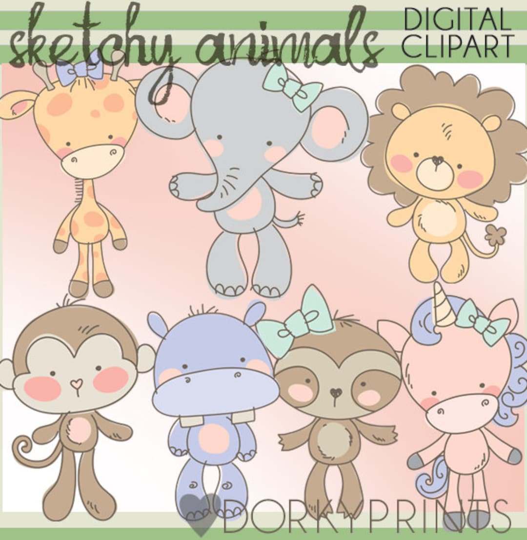 Sketchy Jungle Animals Clipart -personal and Limited Commercial Use ...