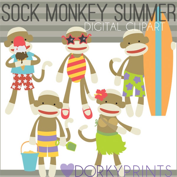 Sock Monkey Clip Art - Etsy
