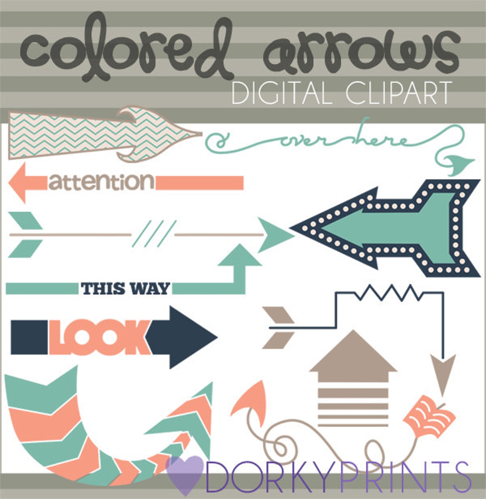 Arrows Clipart Retro Arrows personal and Limited Commercial - Etsy