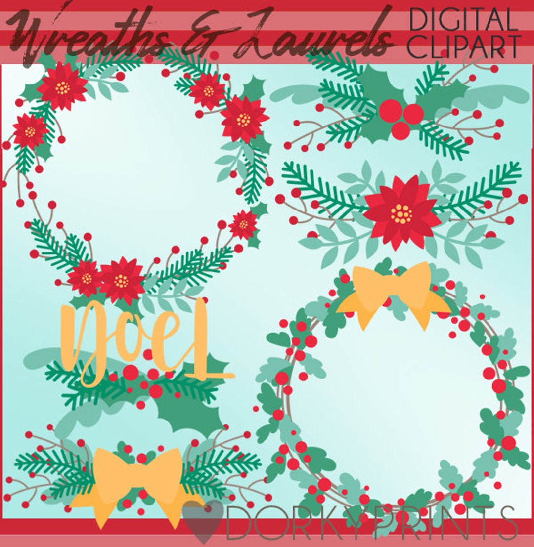Christmas Wreath Clipart -personal and Limited Commercial Use- Holiday ...