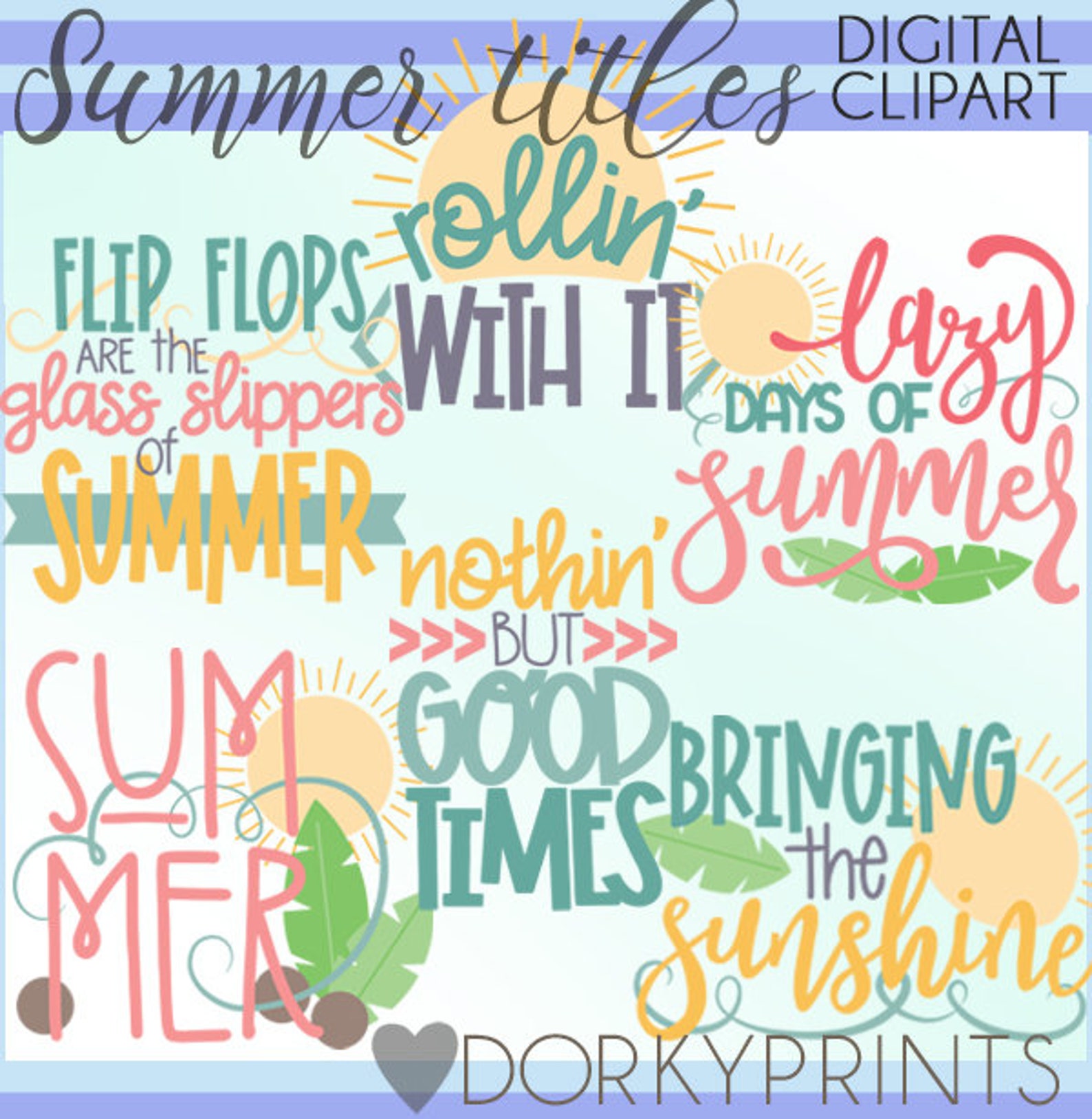 Summer Word Art Clipart Commercial and Limited Commercial | Etsy