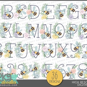 Honey Bee Alphabet Clipart -personal and Limited Commercial Use- Pretty ...