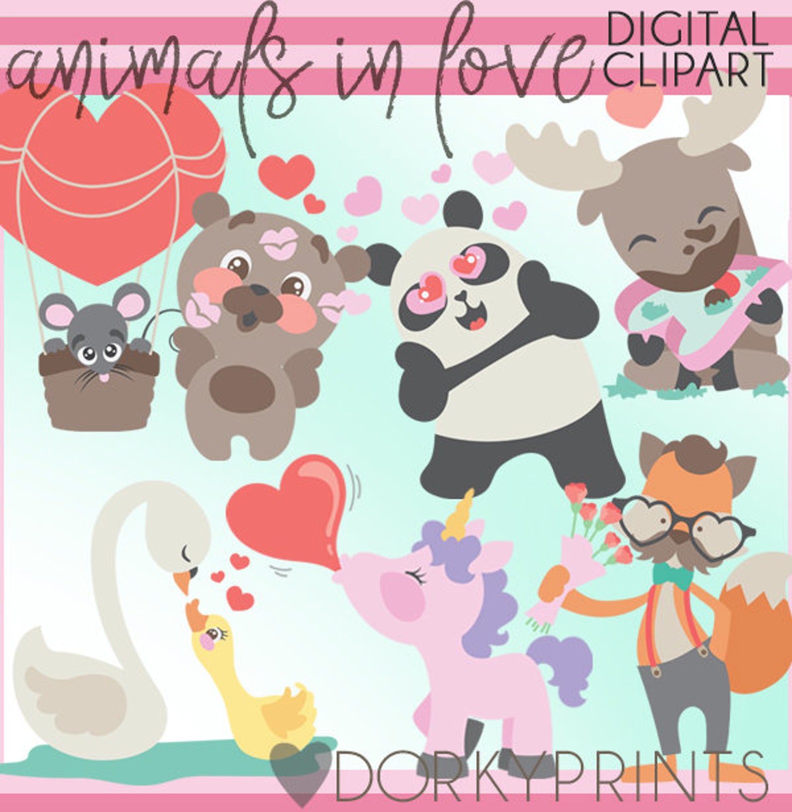Animal Love Clipart personal and Limited Commercial Use - Etsy