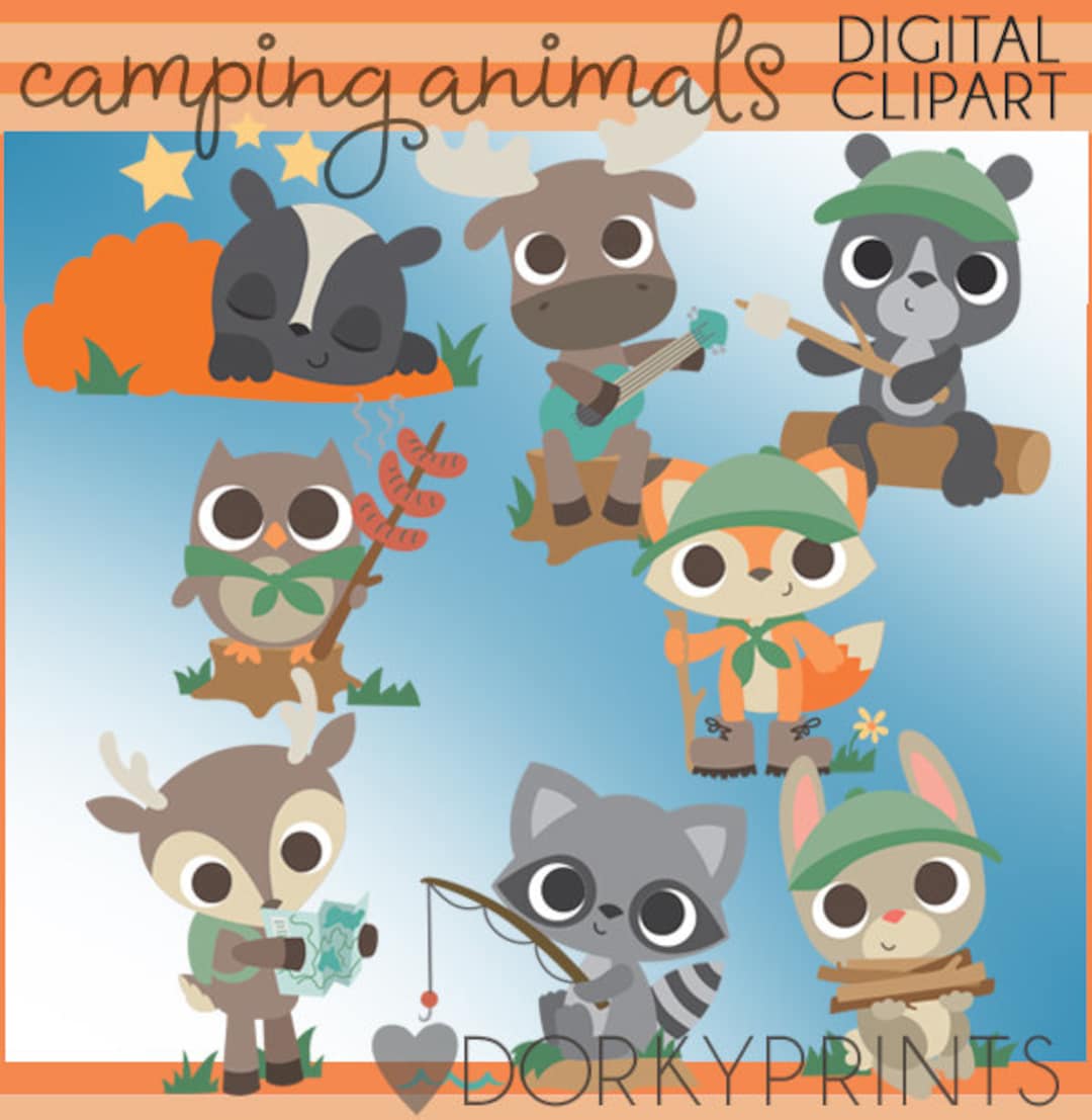 Camping Animals Clipart -personal and Limited Commercial Use- Outdoorsy ...