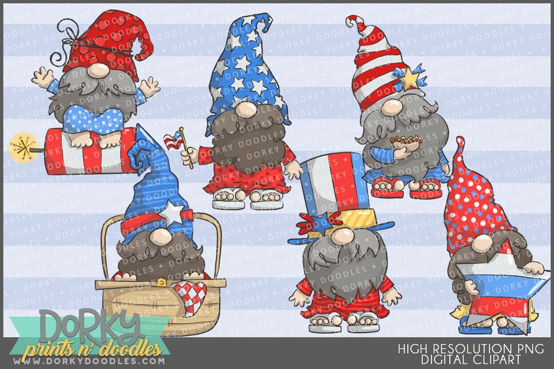 4th of July Gnomes Clipart -personal and Limited Commercial Use- Cute ...