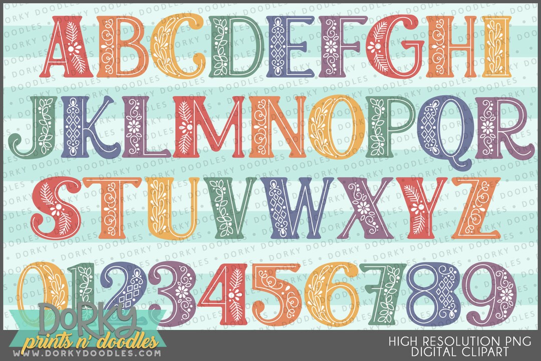Fun Bold Alphabet Clipart -PNG Art- Instant Download - Numbers, Letters ...