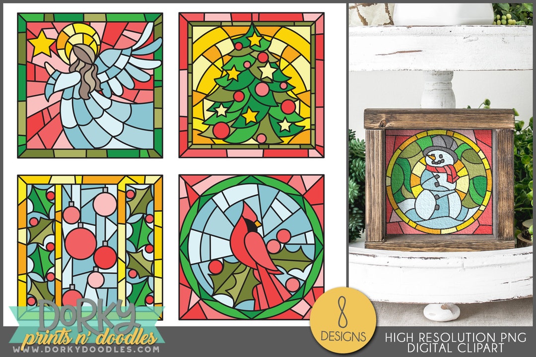 Christmas Stained Glass PNG Clipart - Whimsical Holiday Art for ...