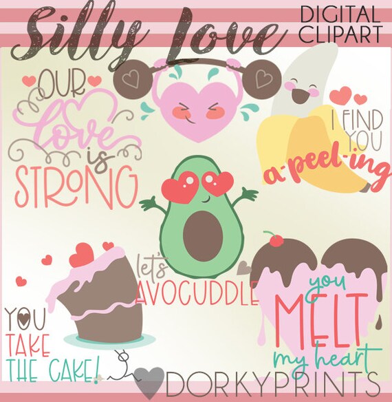 Silly Love Valentine Clipart personal and Limited Commercial | Etsy