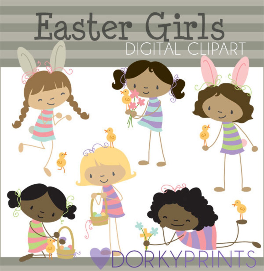 Easter Clipart Easter Girls -personal and Limited Commercial Use ...