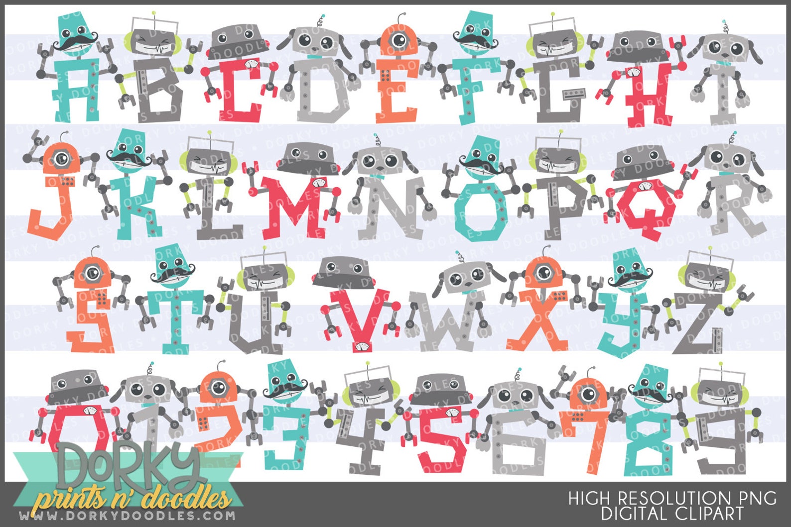 Robot Alphabet Clipart personal and Limited Commercial Use - Etsy