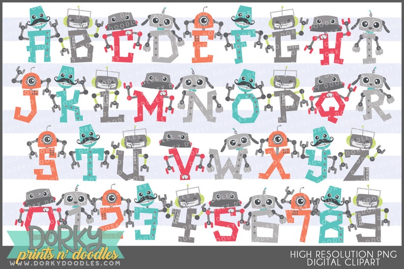 Robot Alphabet Clipart -personal and Limited Commercial Use- Fun ...