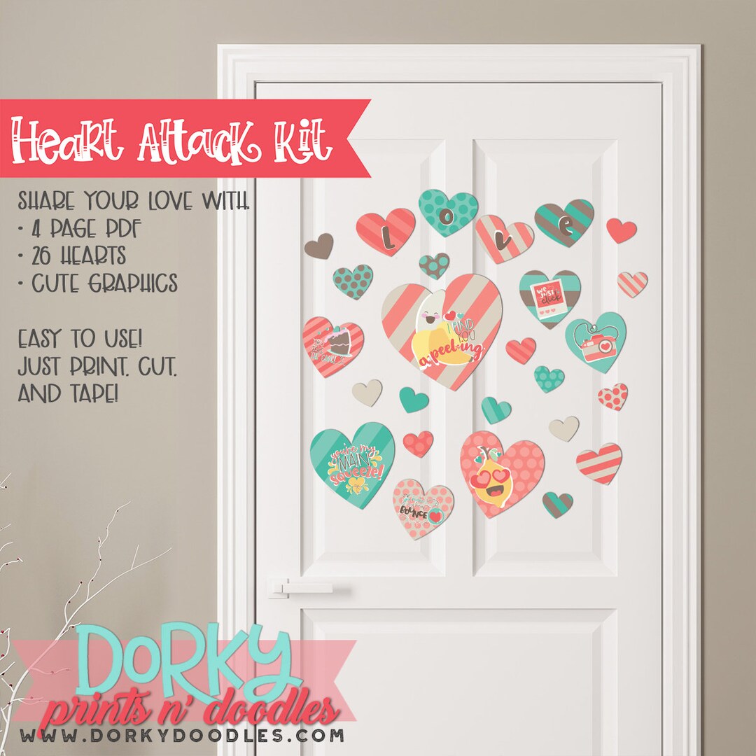 Valentine heart Attack Printable PDF perfect for Social Distancing Cute ...