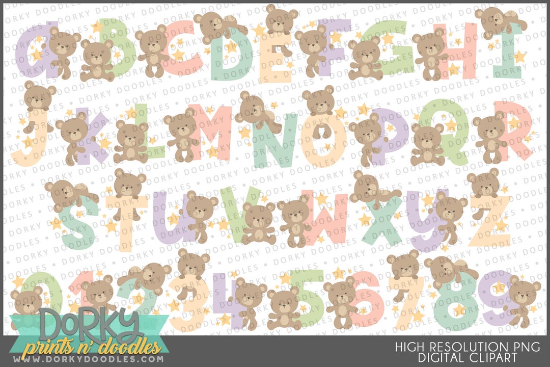 Teddy Bear Alphabet Clipart -PNG Art- Instant Download - Numbers ...