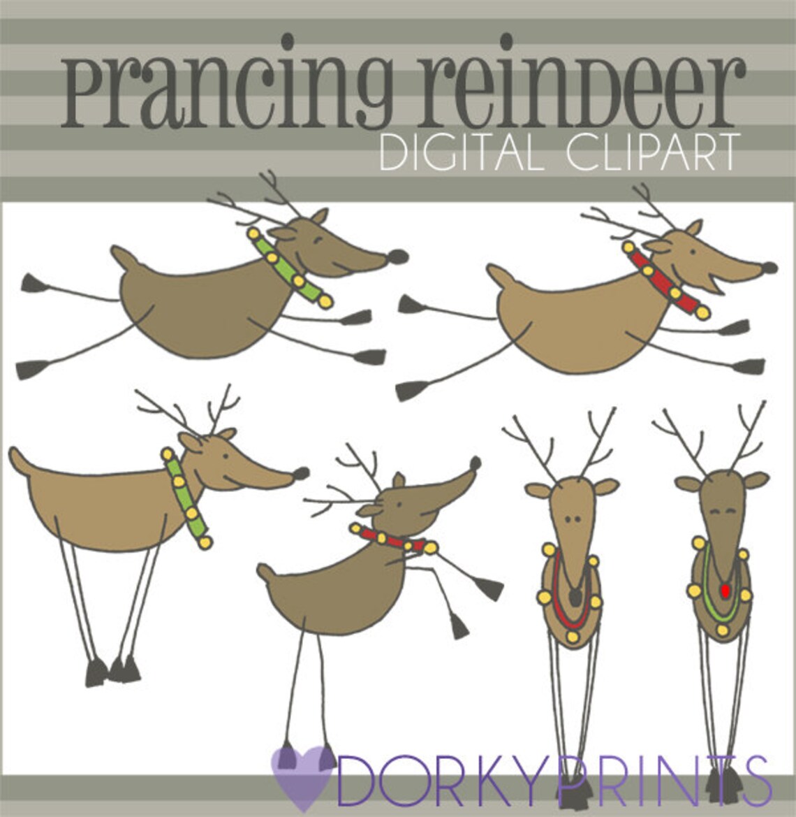 Christmas Clipart Prancing Reindeer -personal and Limited Commercial ...