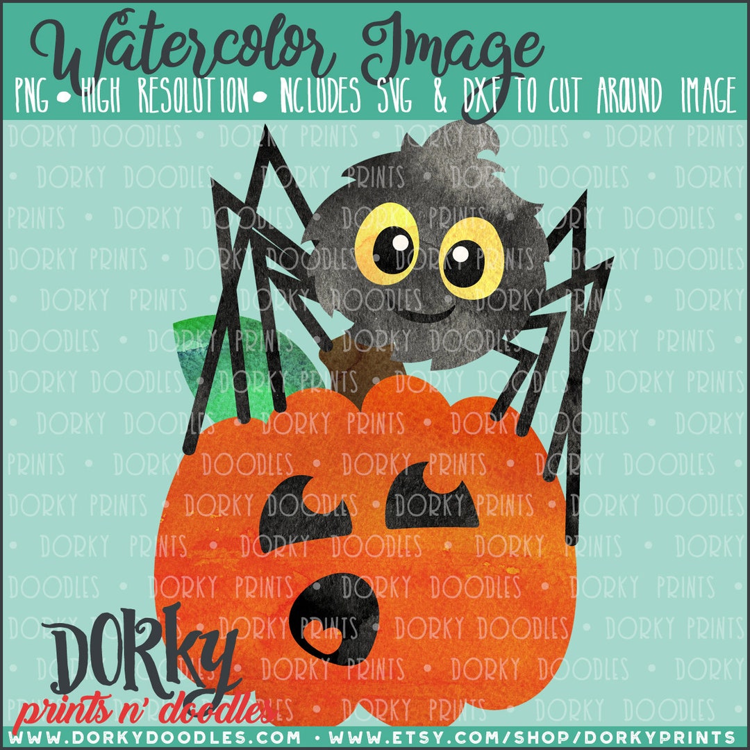 Spider and Pumpkin Halloween Clipart - Watercolor Style - Cute Graphics ...