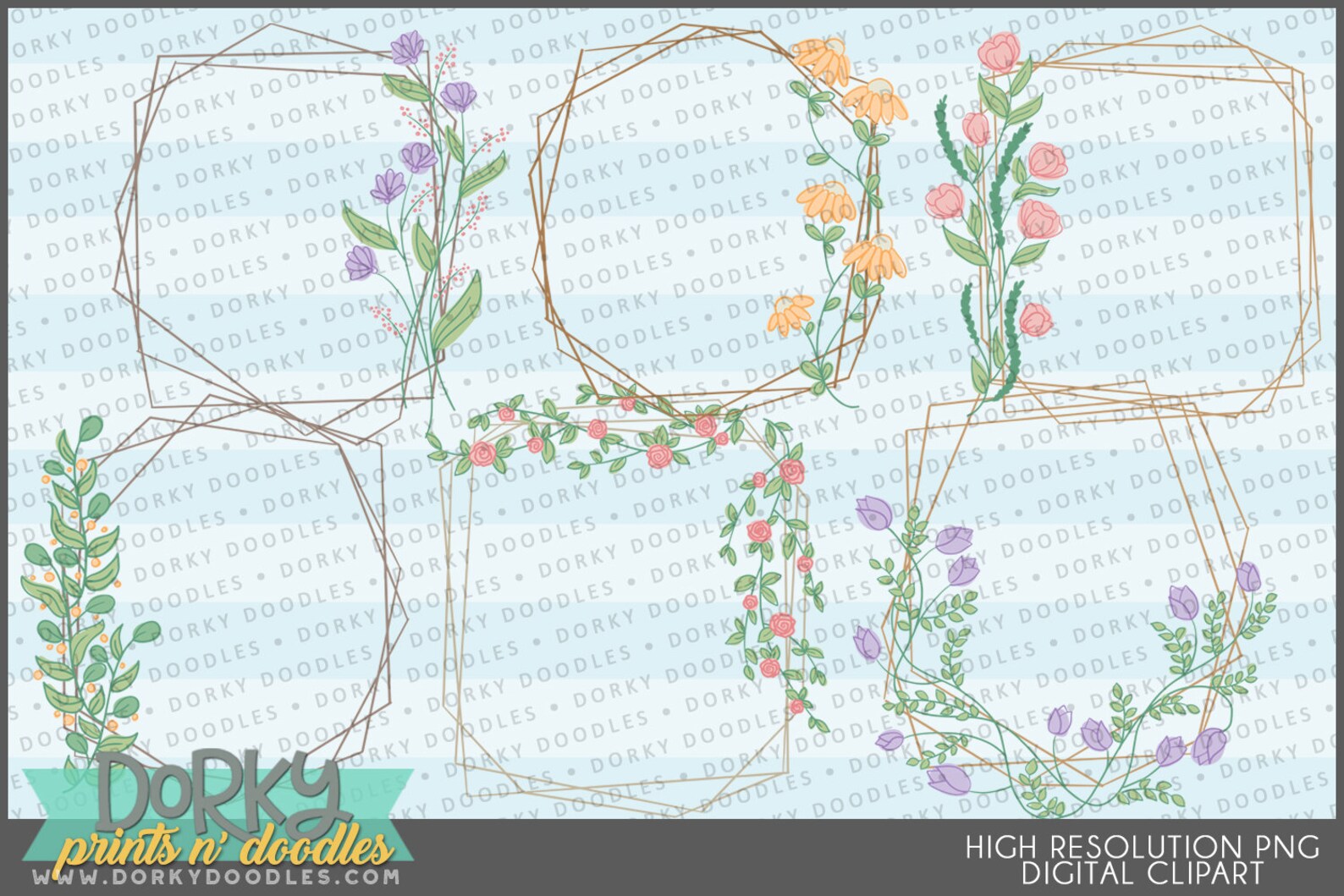 Flower Frames Clipart -personal and Limited Commercial Use- Geometric ...