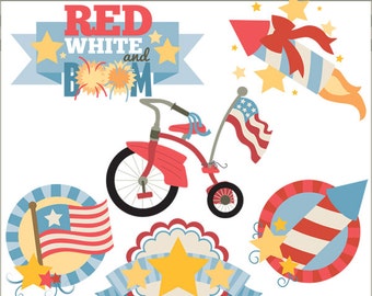 4th of July Clipart personal and Commercial Use Red White | Etsy