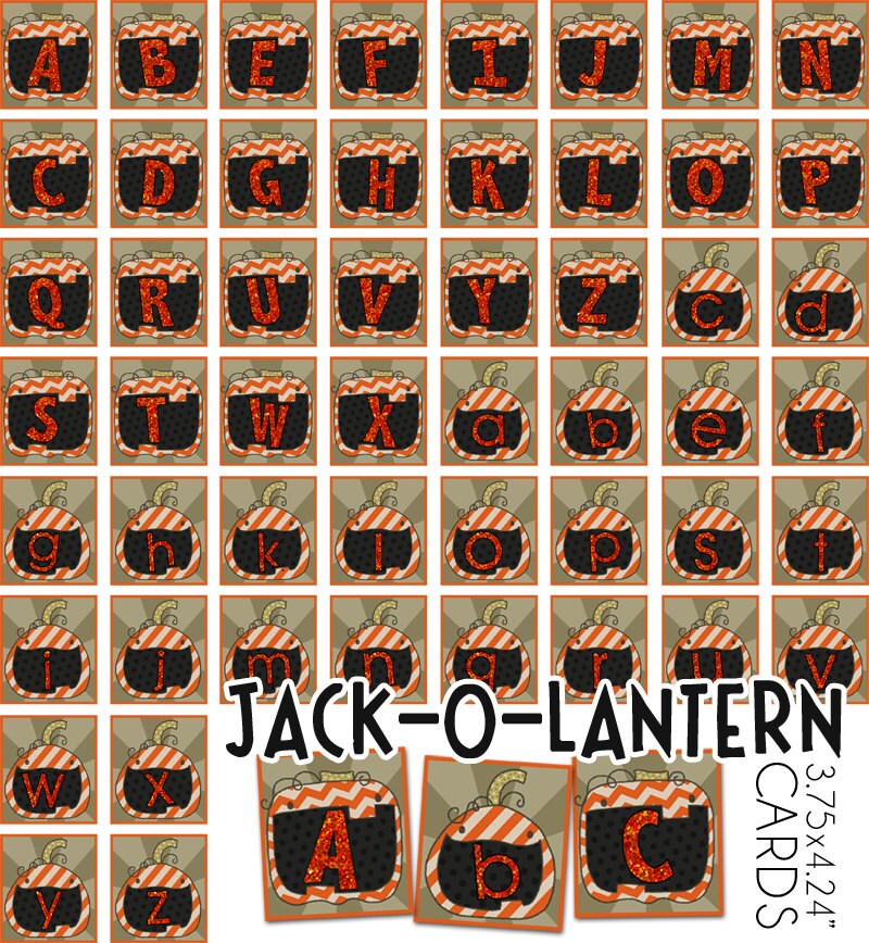 Jack-o-latern Printable Alphabet Cards PDF Kindergarten | Etsy