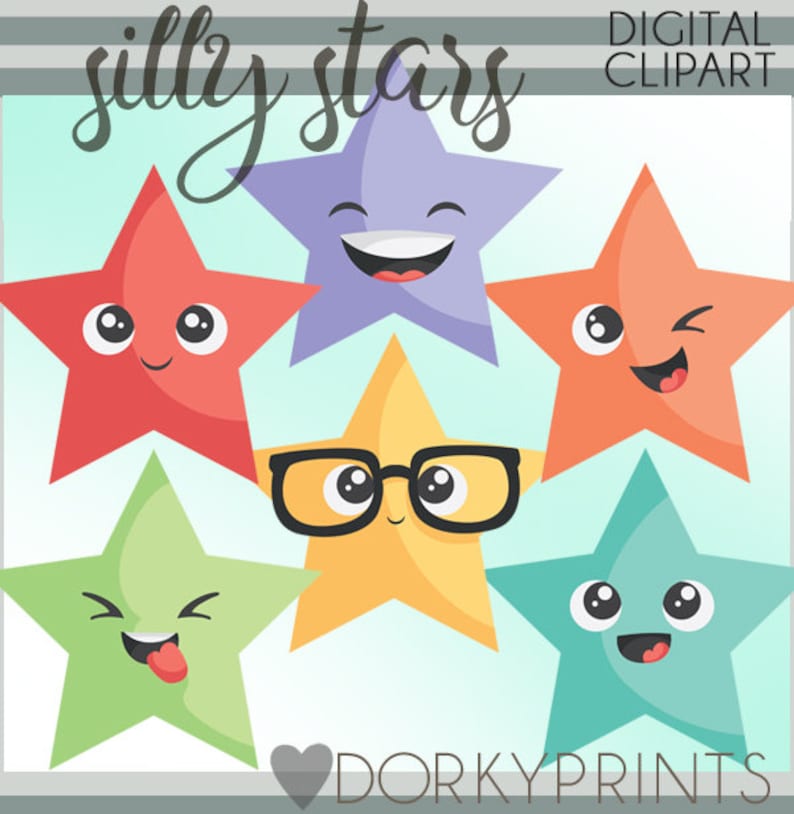 Silly Stars Clipart Set -personal and Limited Commercial Use- Cute ...