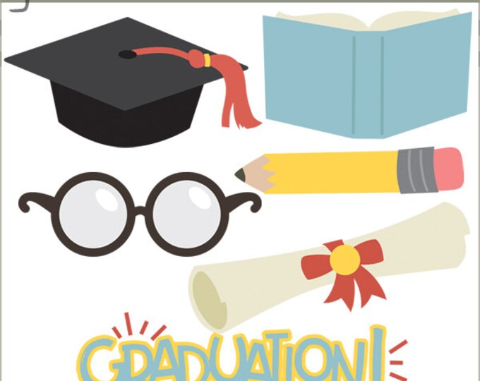 Watercolor Blue Graduation Cap and Gown Digital Clip Art Set- Instant ...