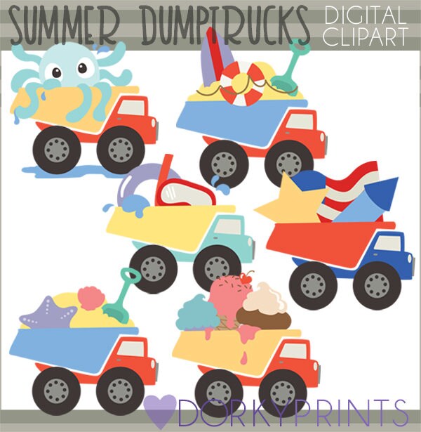 Summer Dump Trucks Clipart Personal and Limited Commercial | Etsy