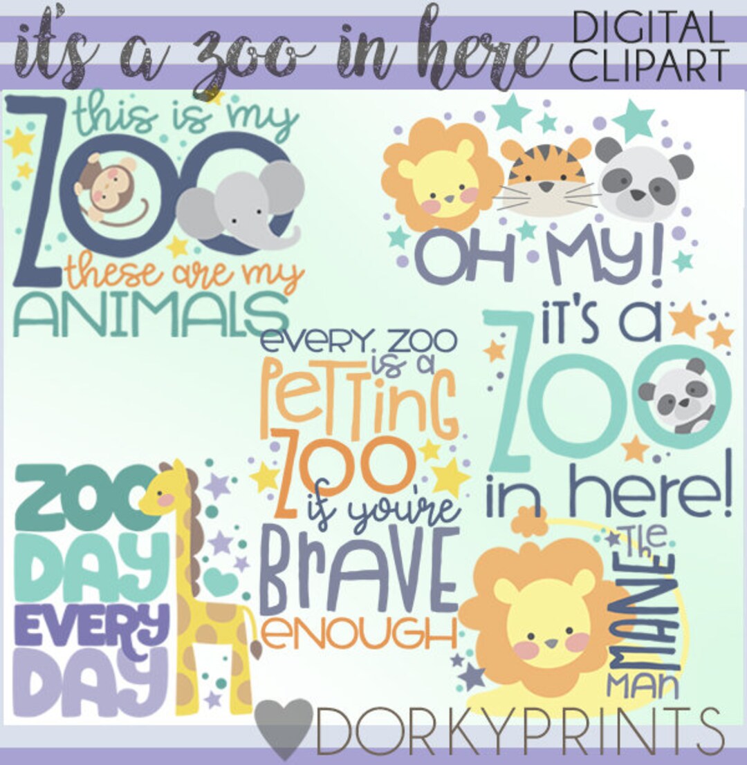 It's a Zoo in Here Word Art Clipart -personal and Limited Commercial ...