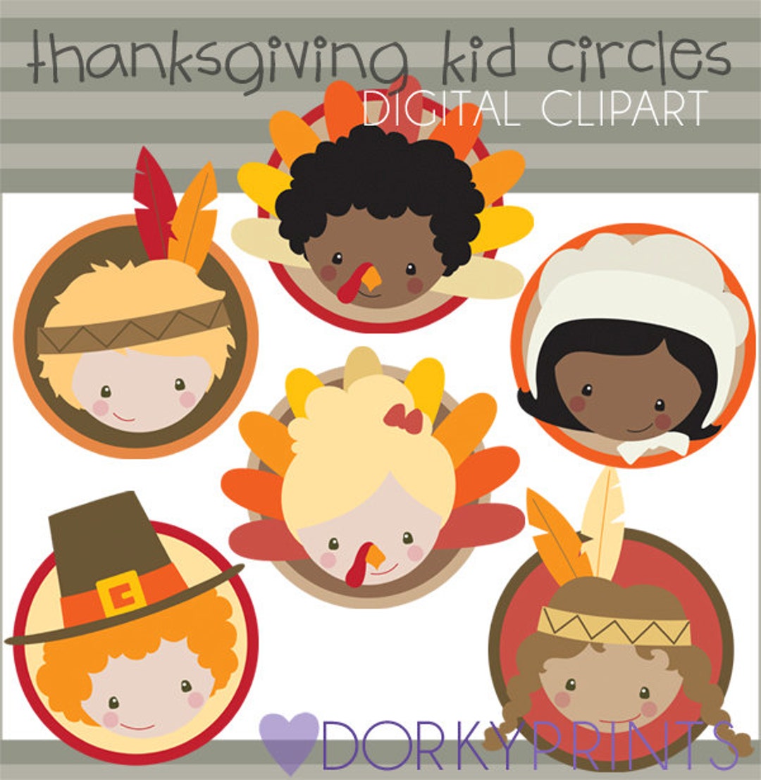 Thanksgiving Clipart Kids in Circles -personal and Limited Commercial ...