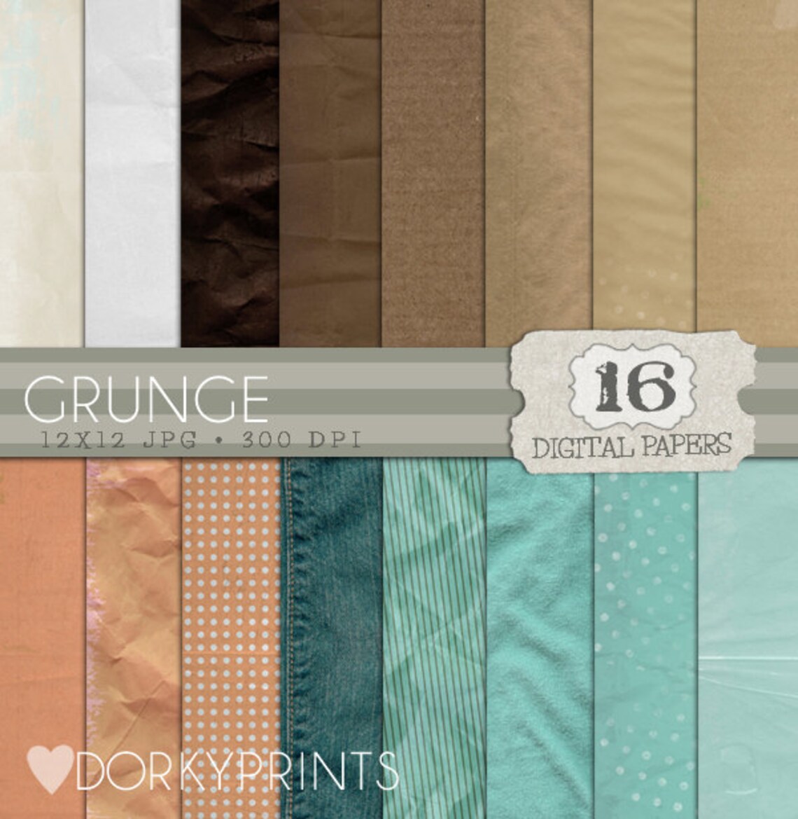 Grunge Digital Paper Textured Digital Paper Pack Turquoise - Etsy