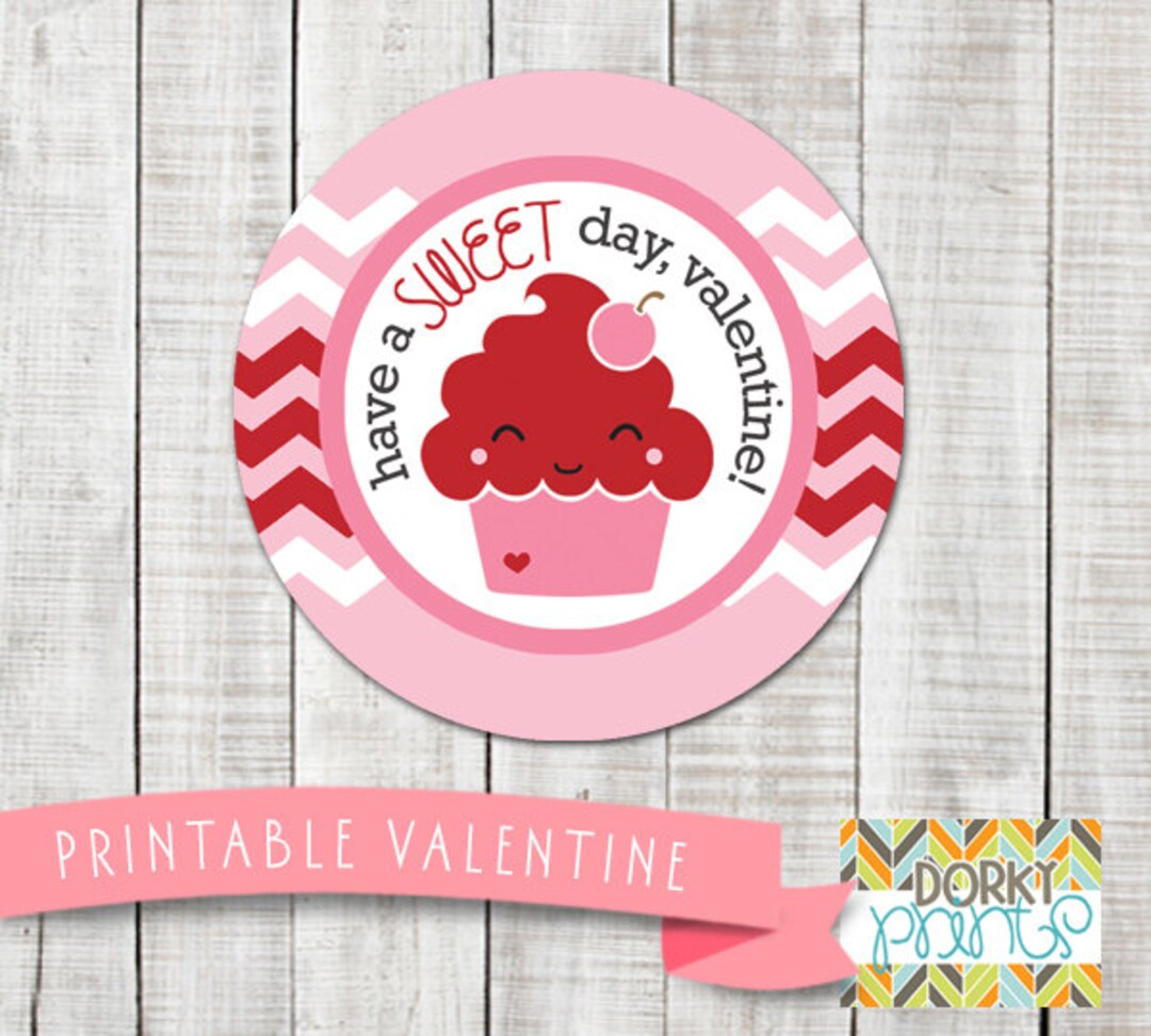 Valentine Printable Circle Tags - Cupcake Valentine PDF - Printable ...