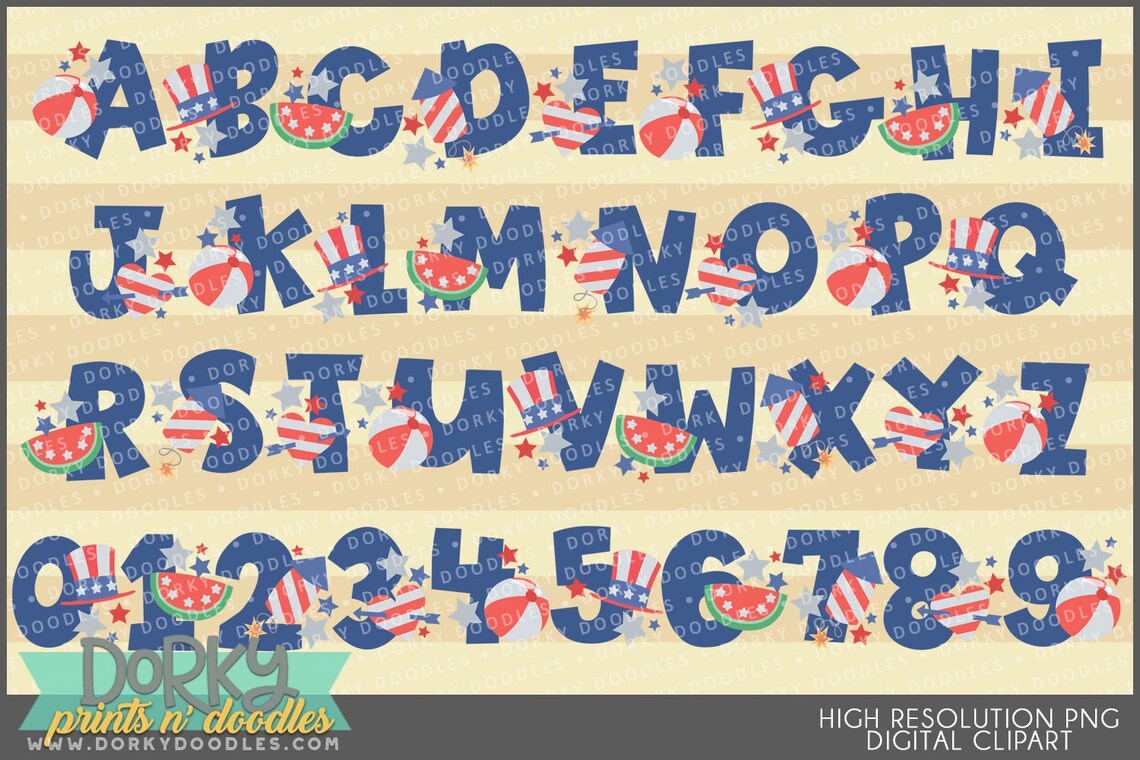 Patriotic Clipart Alphabet and Numbers personal and Limited - Etsy
