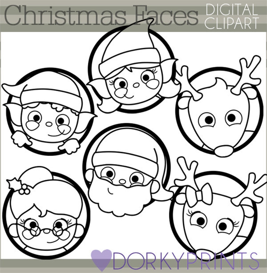 Christmas Clipart Christmas Faces -personal and Limited Commercial Use ...