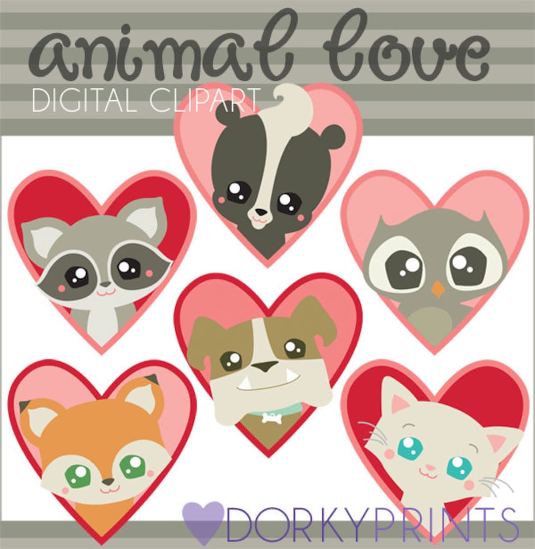 Valentine Clipart Animal Love -personal and Limited Commercial Use ...