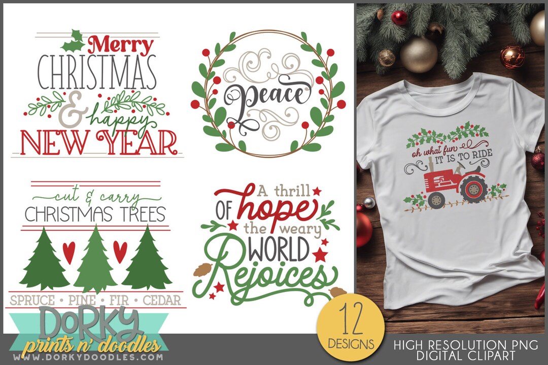 Country Christmas PNG Clipart - Vintage Farm Holiday Art, Use for ...