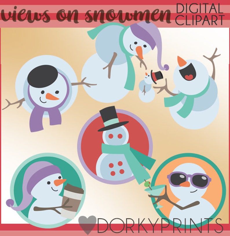 Snowman Clipart personal and Limited Commercial Use | Etsy