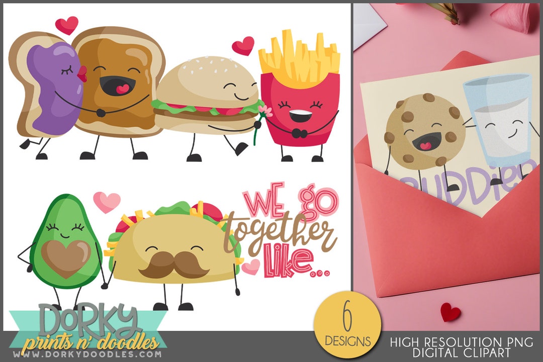 Valentine's Day Food Pairs Clip Art -personal and Limited Commercial ...