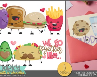 Valentine's Day Food Pairs Clip Art personal and Limited Commercial Use ...