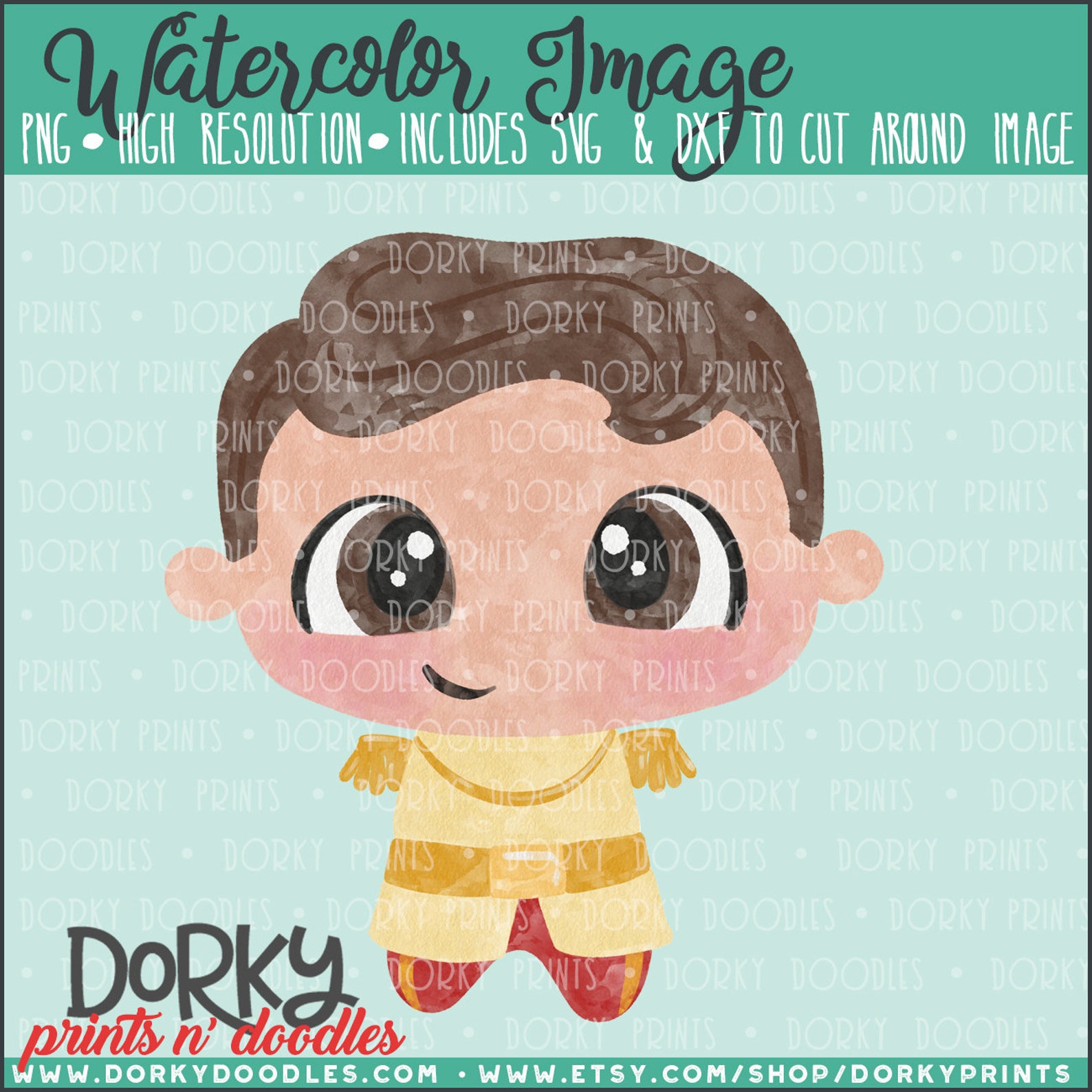 Dashing Prince Watercolor PNG Artwork - Digital File - for Heat Press ...